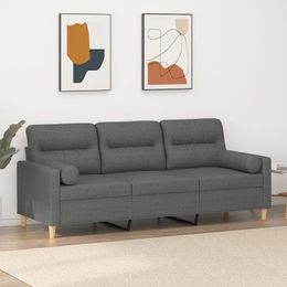 Bonnevie - 3-Sitzer-Sofa,Sofas gerade mit Zierkissen Dunkelgrau 180 cm Stoff vidaXL