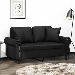 2-Sitzer-Sofa mit Zierkissen Schwarz 120 cm Kunstleder vidaXL16319