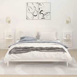 2 Stk. Wand-Nachttisch Nachtschrank Nachtkommode Beistelltisch,Sofatisch Weiß Massivholz Kiefer -DE13448 - Weiß