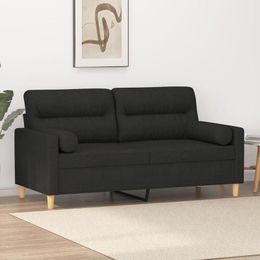 Bonnevie - 2-Sitzer-Sofa,Sofas gerade mit Zierkissen Schwarz 140 cm Stoff vidaXL