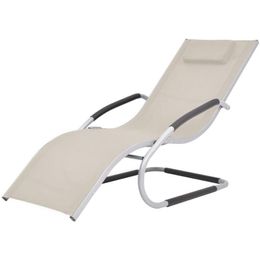 Sonnenliege,Liegestuhl,Relaxliege mit Kissen Aluminium und Textilene Creme NCEIN14356 Bonnevie