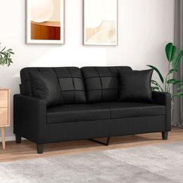 Bonnevie - 2-Sitzer-Sofa,Sofas gerade mit Zierkissen Schwarz 140 cm Kunstleder vidaXL