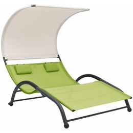 Bonnevie - Doppel-Sonnenliege,Liegestühle,Relaxliege mit Sonnendach Textilene Grün NCEIN61899
