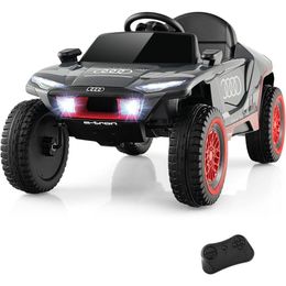 GOPLUS 12 V Elektroauto Audi, Elektrofahrzeug mit 2,4G Fernbedienung & Musik & LED-Leuchten & 4 Federungen, Elektrisches Rennauto für Kinder ab 3