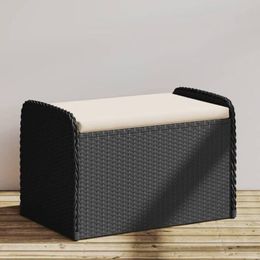 Sitzbank mit Stauraum & Kissen Schwarz 80x51x52 cm Poly Rattan Vidaxl Schwarz