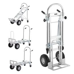 4-in-1 Sackkarre Klappbar 363/454kg Tragfähigkeit Transportkarre Aluminiumlegierung & Kohlenstoffstahl Sackkarre ⇋ Plattformwagen Trolley für Lade- &