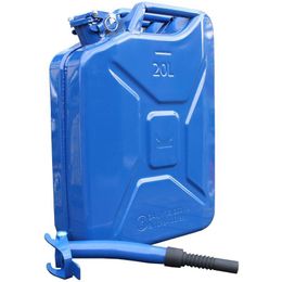 baumarktplus - Metallkanister 20l Benzinkanister + Ausgießer flexibel + Halter dunkelblau Dieselkanister