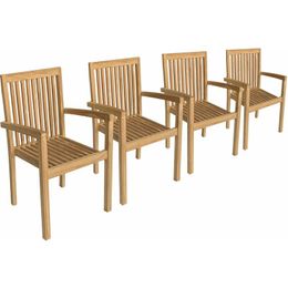 Set aus 4 stapelbaren Gartenstühlen java aus Teakholz - Braun