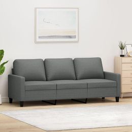 Prolenta Premium - 3-Sitzer-Sofa Dunkelgrau 180 cm Stoff - Grau