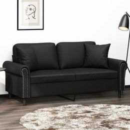 2-Sitzer-Sofa mit Zierkissen Schwarz 140 cm Kunstleder vidaXL50195