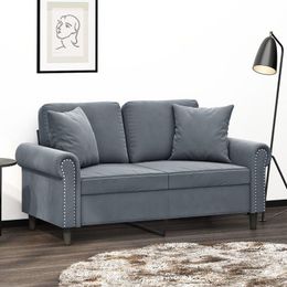 2-Sitzer-Sofa mit Zierkissen Dunkelgrau 120 cm Samt vidaXL875879