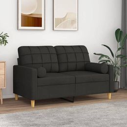 Bonnevie - 2-Sitzer-Sofa,Sofas gerade mit Zierkissen Schwarz 120 cm Stoff vidaXL