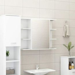 Bad-Spiegelschrank, Badschrank mit Spiegel, Badezimmerschrank Weiß 80x20,5x64 cm Holzwerkstoff KLI86523 MAISONCHIC