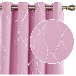Deconovo Gardinen Blickdicht Vorhang mit Ösen, 2er Set,140x240 cm(BreitexHöhe), Rosa - Rosa