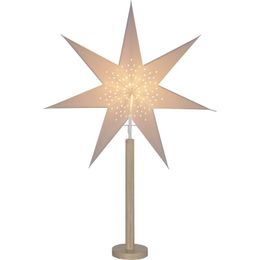 STAR TRADING - Stehlampe Weihnachtsstern Elice von 3D Papierstern Weihnachten mit Holz-Fuß in Natur, Dekostern Stehleuchte mit Kabelschalter, E14,