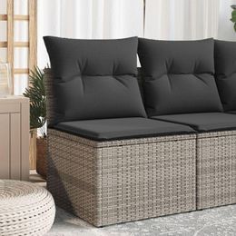 Gartensofa ohne Armlehnen mit Kissen Grau Poly Rattan vidaXL942660