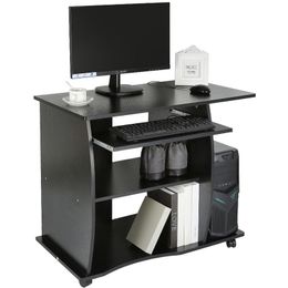 Skecten - Schreibtisch Computertisch Bürotisch pc Ablageböden 90x75x50cm + Rollen Tisch[schwarz]