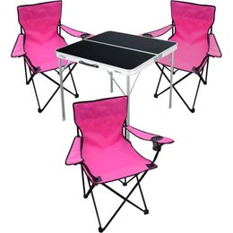 Mojawo 4-teiliges Campingmöbel Set schwarz - pink-MMC330883B+3xMPO2471