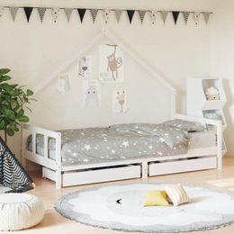 Kinderbett,Einzelbette mit Schubladen Weiß 90x190 cm Massivholz Kiefer vidaXL