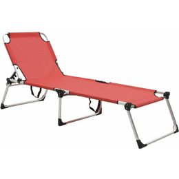 Extra Hohe Klappbare Senioren-Sonnenliege,Liegestühle,Gartenliege Rot Aluminium VEIN327559 MAISONCHIC