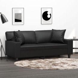 2-Sitzer-Sofa mit Zierkissen Schwarz 140 cm Kunstleder vidaXL88261