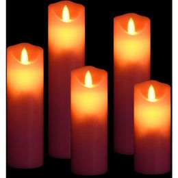 MAISONCHIC - 5-tlg. LED-Kerzen-Set Elektrisch mit Fernbedienung,Dekoration für Weihnachten, Geburtstag, Hochzeit, Abendessen, Votivtisch, Café, Bar,