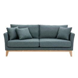 Miliboo Skandinavisches 3-Sitzer-Sofa mit abnehmbarem Bezug aus graugrünem Stoff und hellem Holz oslo - Grün