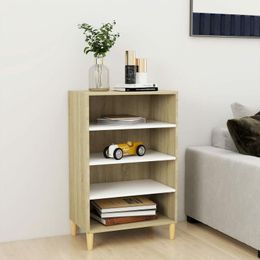 Bonnevie - Sideboard Kommode Weiß für Wohnzimmer - Schrank Anrichte Sonoma-Eiche 57x35x90 cm Holzwerkstoff -FV81479