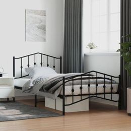 Bonnevie - Bettgestell,Schlafzimmerbett mit Kopf- und Fußteil Metall Schwarz 100x200 cm vidaXL327179