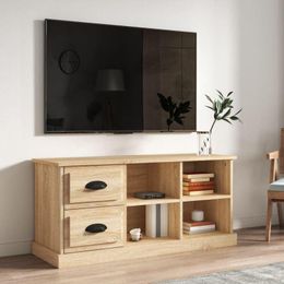 TV-Schrank, TV-Lowboard, tv Möbel, Fernsehschrank Moderner Stil Sonoma-Eiche 102x35,5x47,5 cm Holzwerkstoff NMKS26651 MAISONCHIC