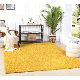 Teppich Hochflor Wohnzimmer Soft Weich Shaggy Einfarbig Gelb 160 x 220 cm - Surya