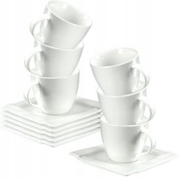 Kaffeetassen Set, 12-Teiliger Porzellan Kaffeeservice, 220ml Cappuccino Tassen, Teeservice mit - Kadax