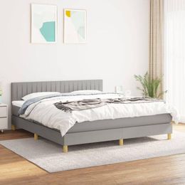 Boxspringbett,Doppelbett mit Matratze Hellgrau 180x200 cm Stoff vidaXL