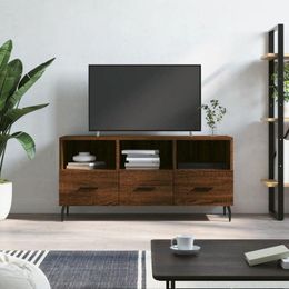 TV-Schrank, TV-Lowboard, tv Möbel, Fernsehschrank Moderner Stil Braun Eichen-Optik 102x36x50 cm Holzwerkstoff NMKS96107 MAISONCHIC