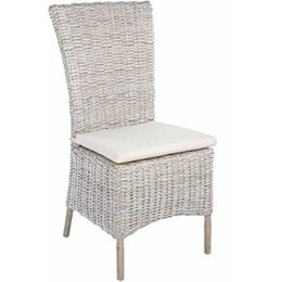 Bizzotto Stuhl Isla mit Kissen aus natürlichem Rattan für Garten und Veranda h 102 cm