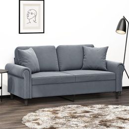 2-Sitzer-Sofa mit Zierkissen Dunkelgrau 140 cm Samt vidaXL159980