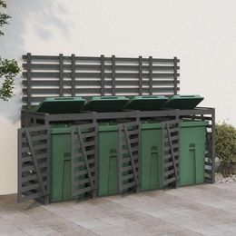 Mülltonnenbox für 4 Tonnen Grau Massivholz Kiefer vidaXL874311