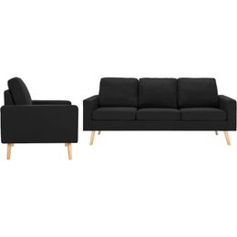 2-tlg. Sofagarnitur Sofa - Couch Wohnzimmersofa Stoff Schwarz BV782713 Bonnevie