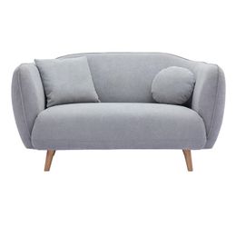 Miliboo Skandinavisches Sofa aus hellgrauem Stoff mit Samt-Effekt Zweisitzer folk - Hellgrau