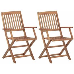 MAISONCHIC Klappbare 2 Stk.Gartenstühle Relax-Sessel,Gartenmöbel Massivholz Akazie -40302