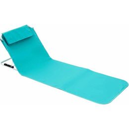 1 Stück Sonnenliege-Strandmatte mit verstellbarer Rückenlehne mit Kopfstützen-Tragetasche, Stahl-Polyester, 160 x 54 cm, Seeblau