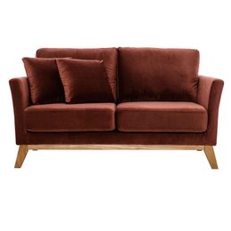 Miliboo Skandinavisches Zweisitzer-Sofa mit abnehmbarem Bezug und bordeauxrotem Samt oslo - Bordeaux