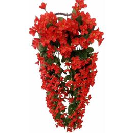 Minkurow - 4 Blütenblätter zum Aufhängen, künstliche Blumen, künstliche Glyzinien-Hängeblumen für Hochzeit, Heimdekoration (rot)