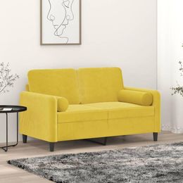 Bonnevie - 2-Sitzer-Sofa mit Zierkissen Gelb 120 cm Samt vidaXL476154