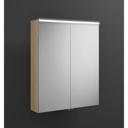 Burgbad Eqio Spiegelschrank mit Horizontaler LED-Beleuchtung SPGS065, 650 x 800mm, Korpus: Eiche Dekor Cashmere - SPGS065F3180