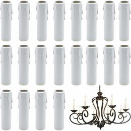Kerzenröhren-Set mit 20 Vintage-Kerzenhüllen aus Kunststoff – 30 x 100 mm zum Ersetzen von Kronleuchtern, Wandleuchten, Kerzenhaltern – Weiß