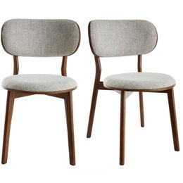Miliboo Skandinavische Stühle aus dunklem Holz und grauem Stoff (2er-Set) fauvette - Nussbaum
