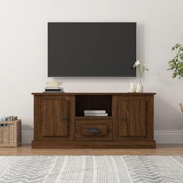 TV-Schrank, TV-Lowboard, tv Möbel, Fernsehschrank Moderner Stil Braun Eichen-Optik 100x35,5x45 cm Holzwerkstoff NMKS58055 MAISONCHIC