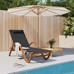 Sonnenliege,Liegestuhl,Relaxliege mit Kissen Grau Textilene und Massivholz Pappel NCEIN59093 Bonnevie
