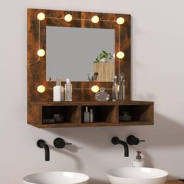 MAISONCHIC - Spiegelschrank mit led, Badschrank mit Spiegel, Badezimmerschrank Räuchereiche 60x31,5x62 cm KLI79771